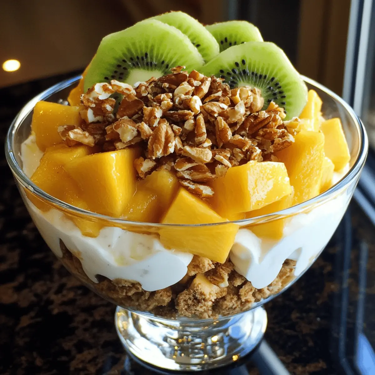 Easy Guilt-Free Creamy Mango & Kiwi Yogurt Parfait