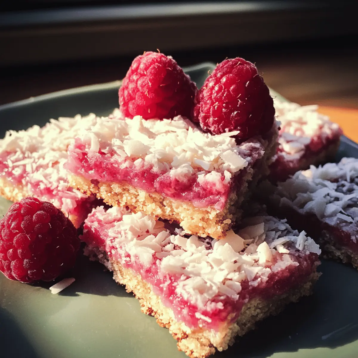 Easy Irresistible Chewy Raspberry Coconut Squares
