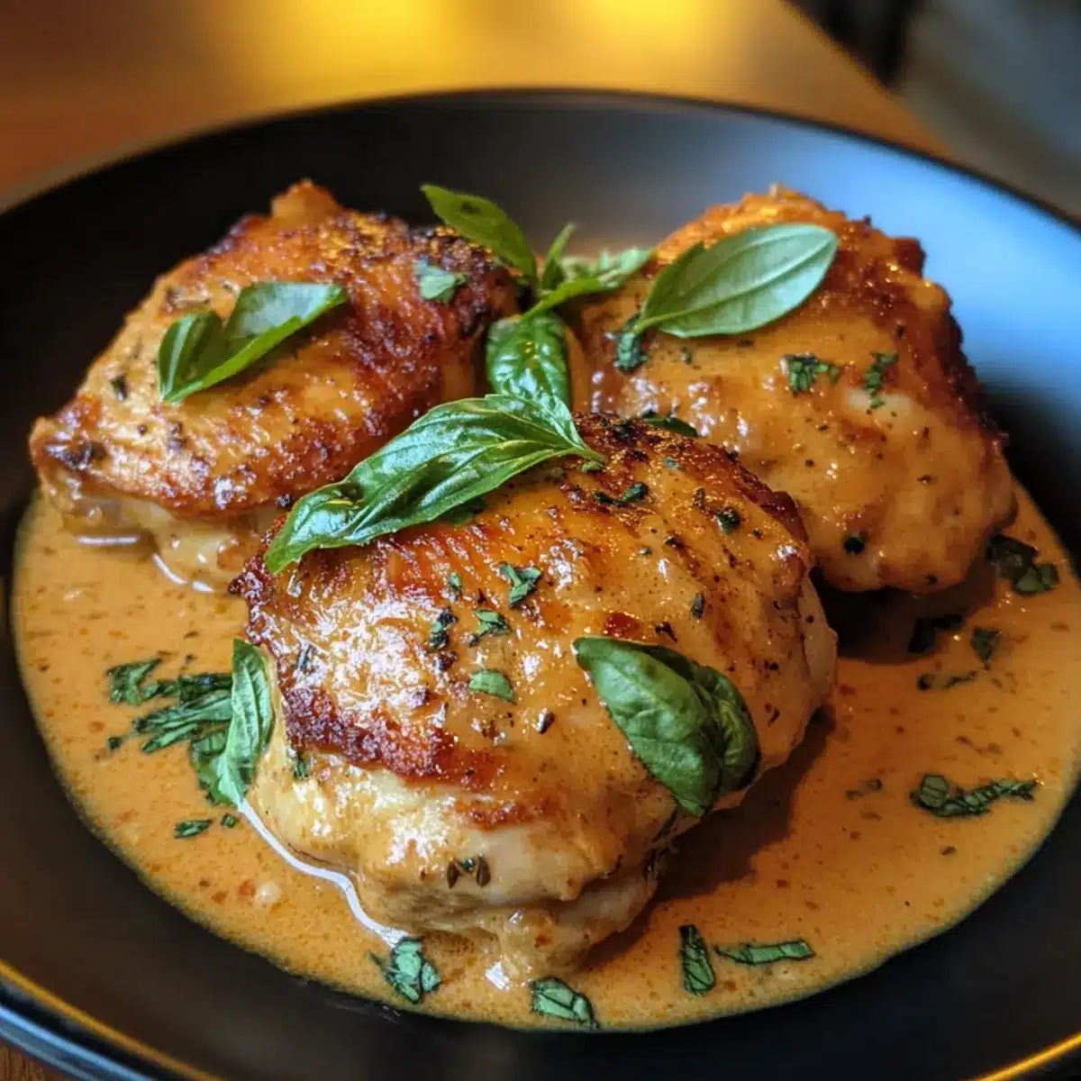 Easy Comforting Crockpot Creamy Tomato Basil Chicken Thighs