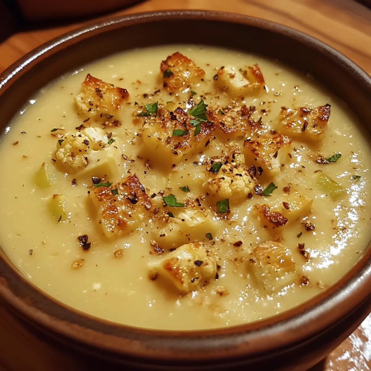 Irresistible Creamy Roasted Cauliflower & Leek Soup